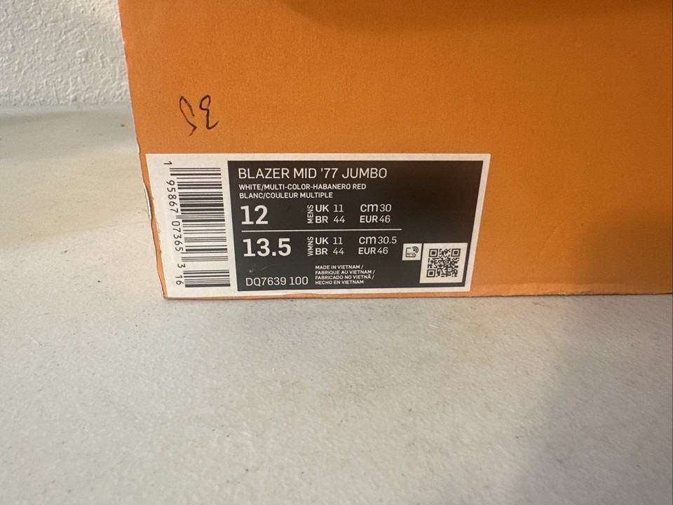 Nike Blazer Mid 77 Jumbo White/multi Color DQ7639-100 Mens 12 W/ Box | eBay
