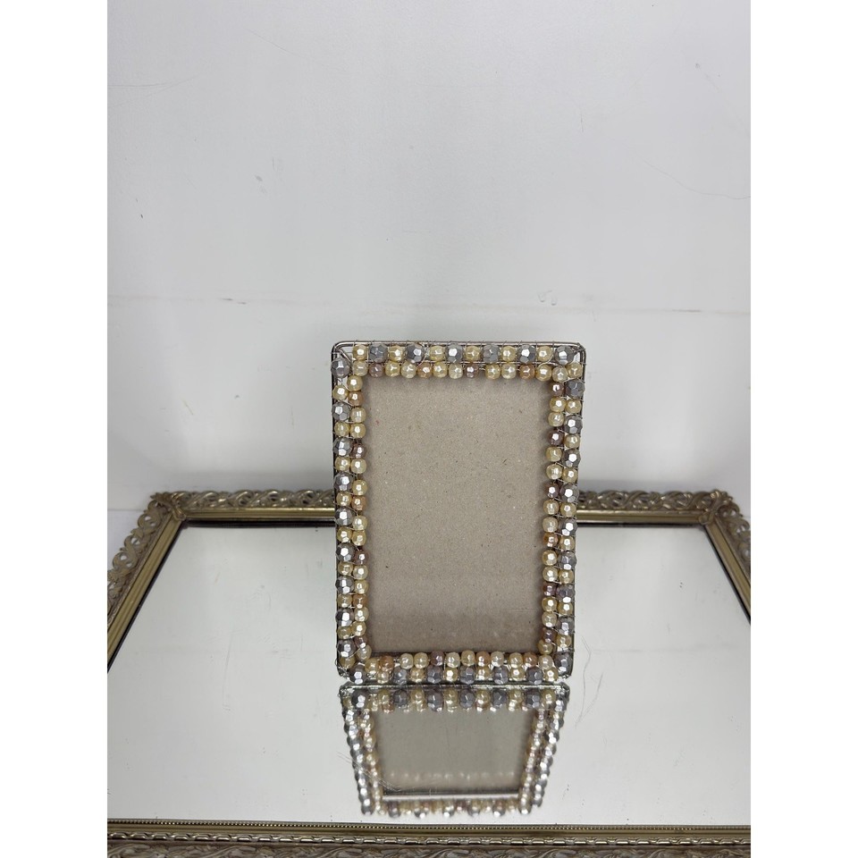 Beautiful and Unique Vintage Cream Beaded Wire Frame , small | eBay