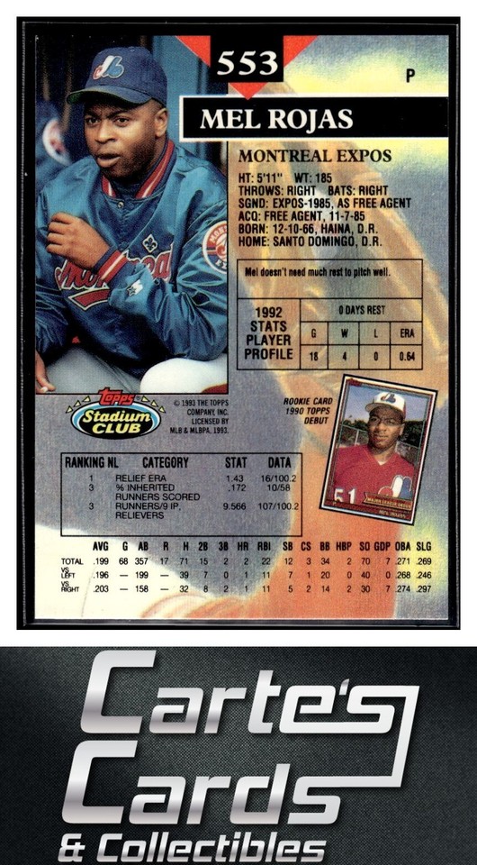Mel Rojas 1993 Topps Stadium Club Members Only #553 Montreal Expos | eBay
