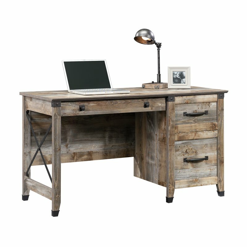 Sauder Carson Forge Engineered Wood Desk in Rustic Cedar Brown | eBay