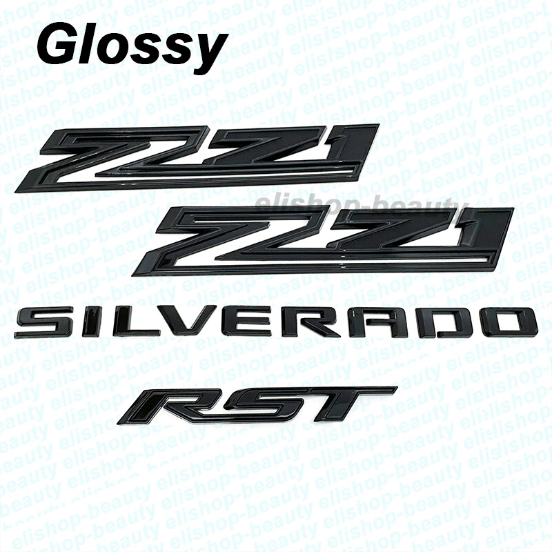 2019-2023 Gloss Black Silverado RST Z71 Emblem Nameplate Badge Kit OEM ...