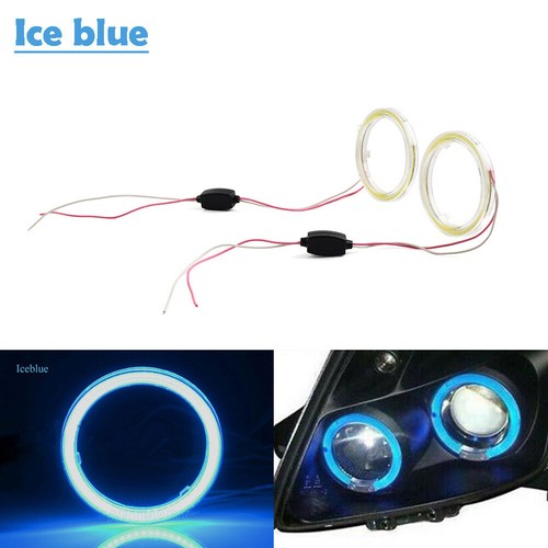 12V 70MM DRL Car Fog Headlights COB Angel Eyes Halo Ring LED Light Lamp ...