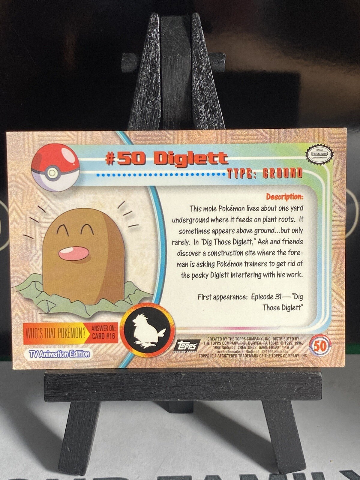 Diglett #50 Topps Black Label TV Animation Edition Non Holo Pokémon ...