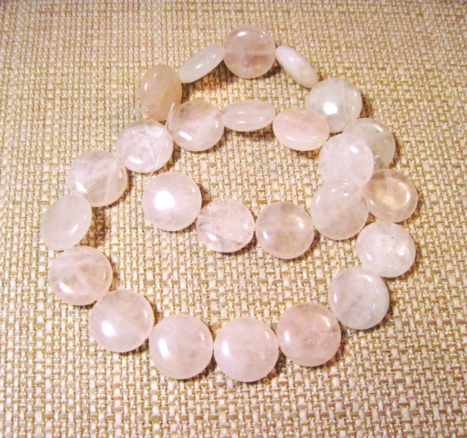 Beautiful Strand of 15mm Rose Quartz Coin Beads Lot# 469 B1 | eBay