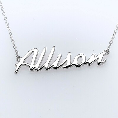 Allison Name Plate Necklace Pendent Sterling Silver female Personalized ...