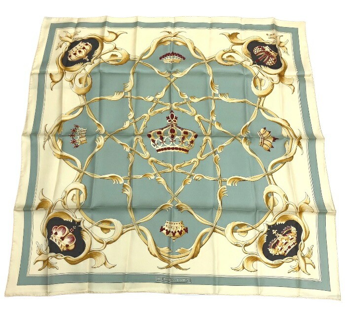 Hermes Carre 90 Crown Pattern Silk Scarf Fb3667 Made In France r17_0807 ...