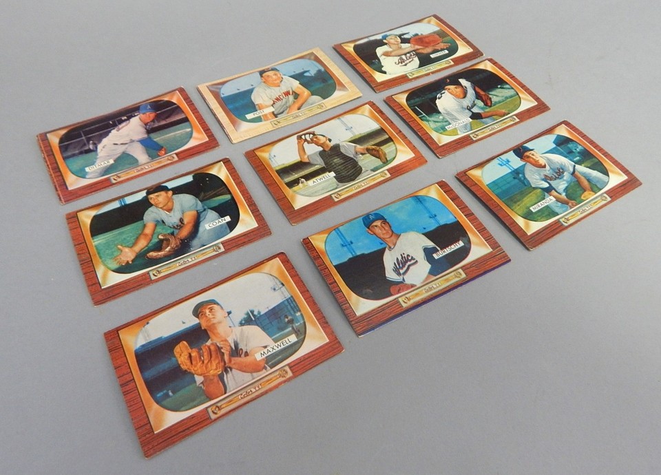 9x 1955 Bowman Color TV baseball card lot Maxwell Coan Atwell Post ...