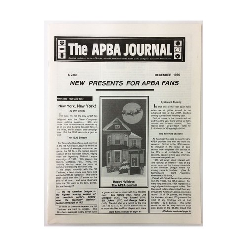 APBA APBA Journal Volume 20, #1 "New Presents for APBA Fans, New York ...