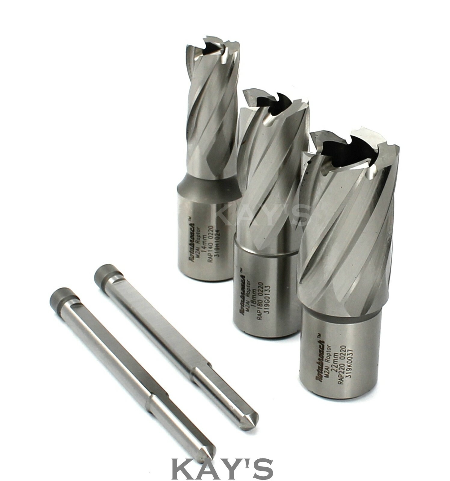 ROTABROACH MAGNETIC DRILL HOLE CUTTERS 5 PCE SET 14mm 18mm 22mm + 2 ...