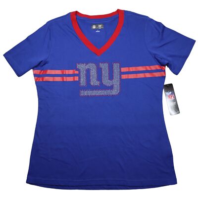 NFL New York Giants Sparkle Top Womens V-Neck Rhinestone Logo NEW | eBay