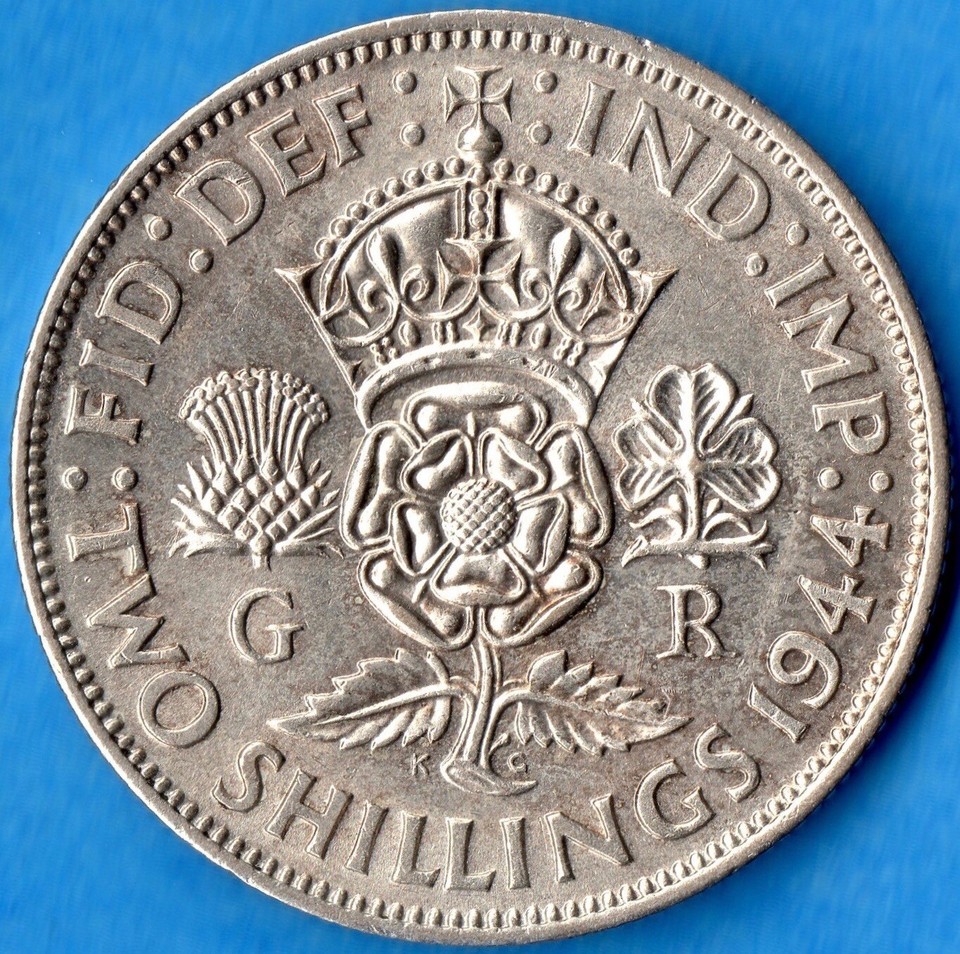 Great Britain 1944 Two Shillings One Florin Old Coin - George VI ...