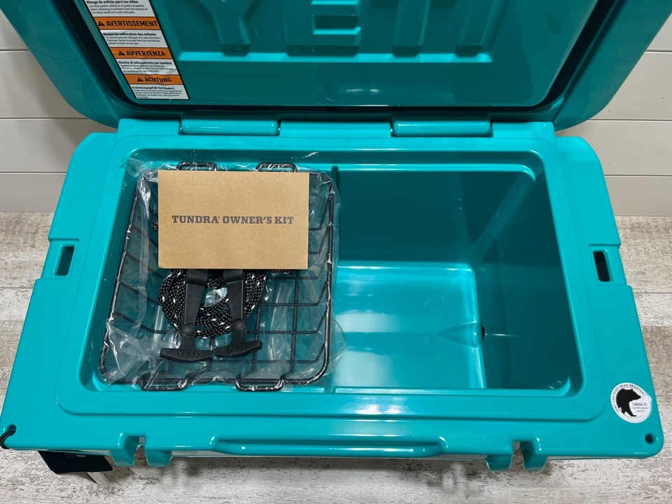 YETI TUNDRA 45 RARE LE CUSTOM 🐠 AQUIFER BLUE! 🐠 w/YETI PINK+black latch ...