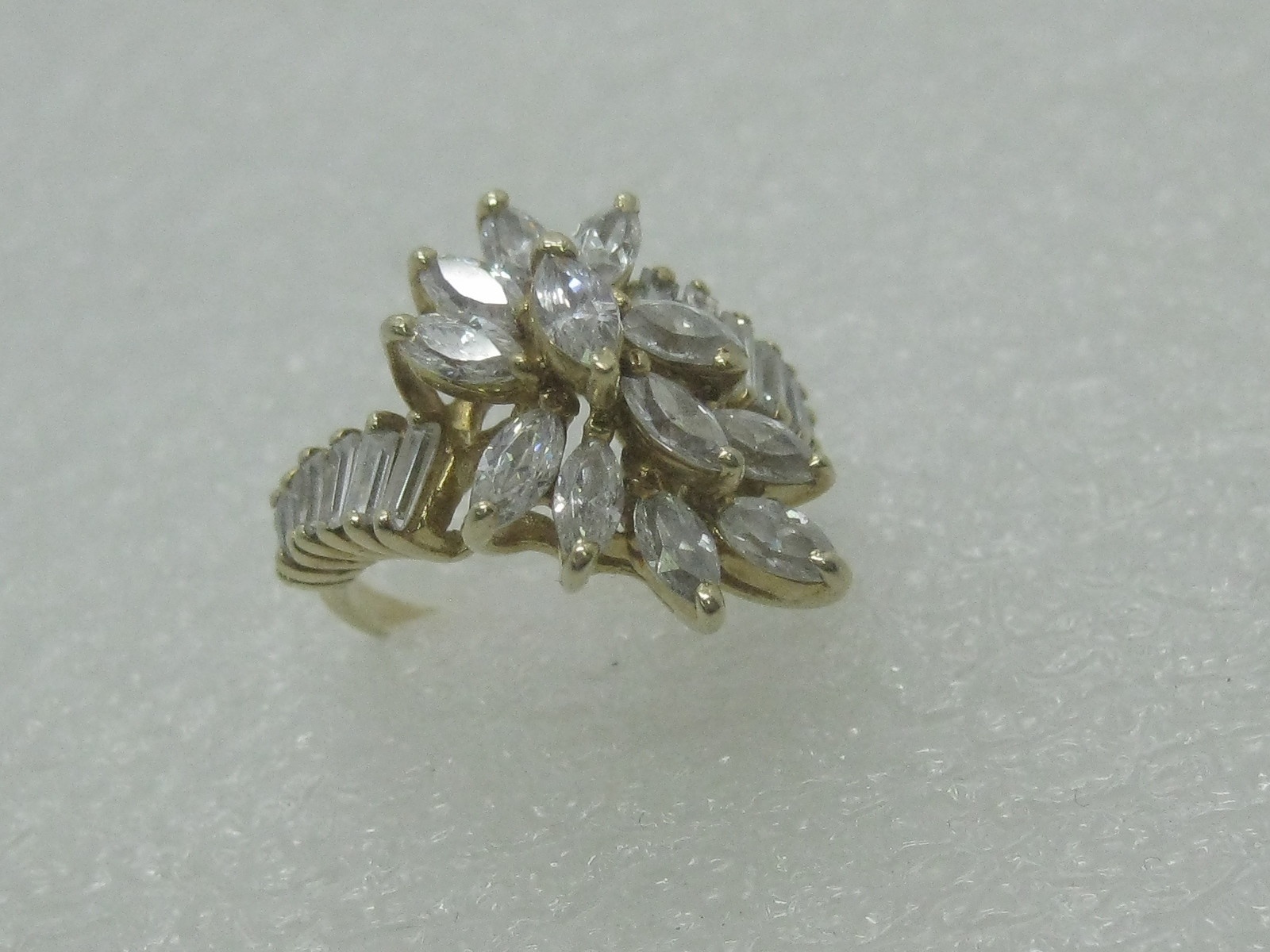 14kt Cubic Zirconia Engagement/Waterfall Ring, Sz. 5.5, 6.10 grams ...