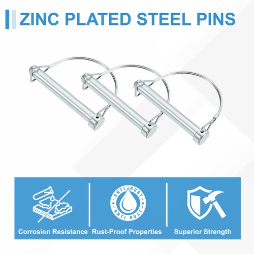 4 Pcs Trailer Coupler Pins, 1/2" x 3.5" Half Round Safety Wire Lock ...