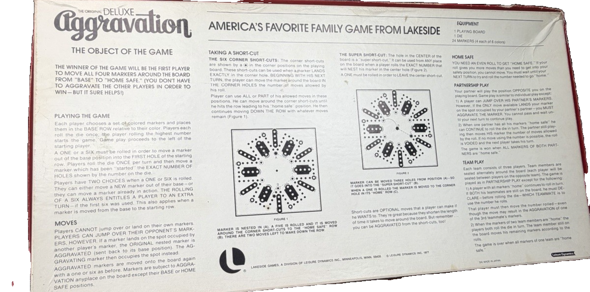 Vintage 1977 Deluxe Aggravation Board Game Lakeside Complete Nice ...