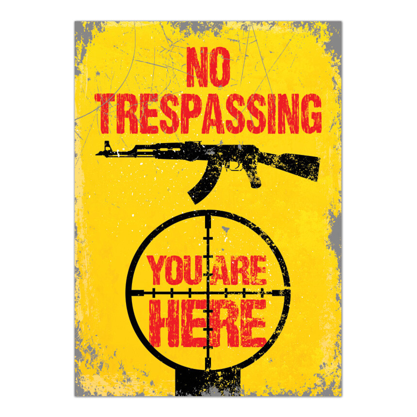 12" x 17" Tin Metal GUN & Shooting Signs: No Trespassing, Self Defense ...