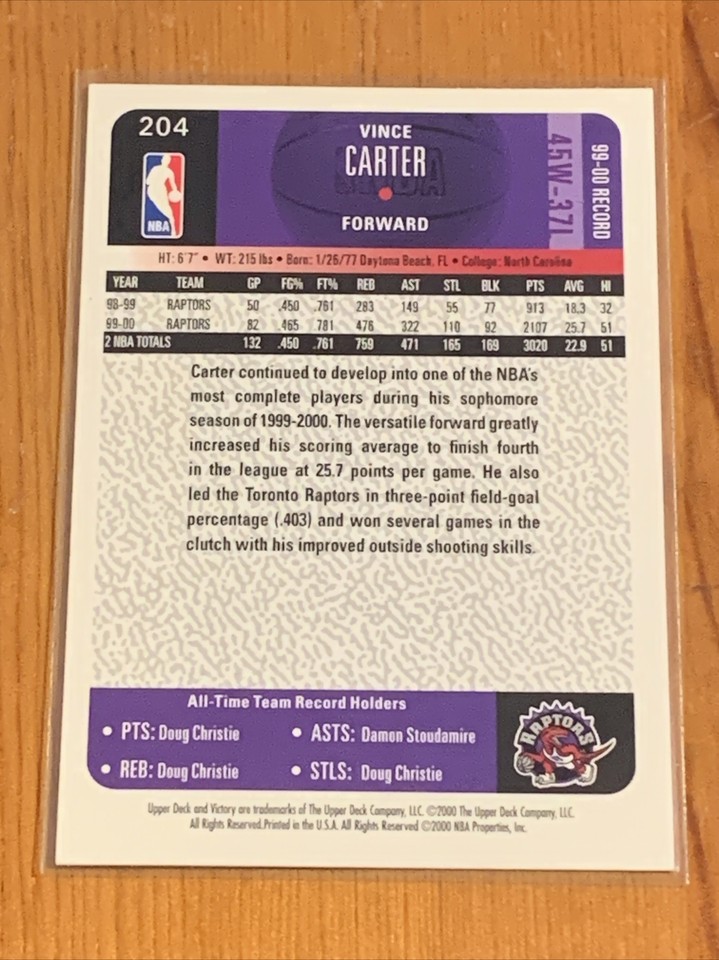 Vince Carter 2000-01 Ultimate Victory Raptors Basketball Card #53 | eBay