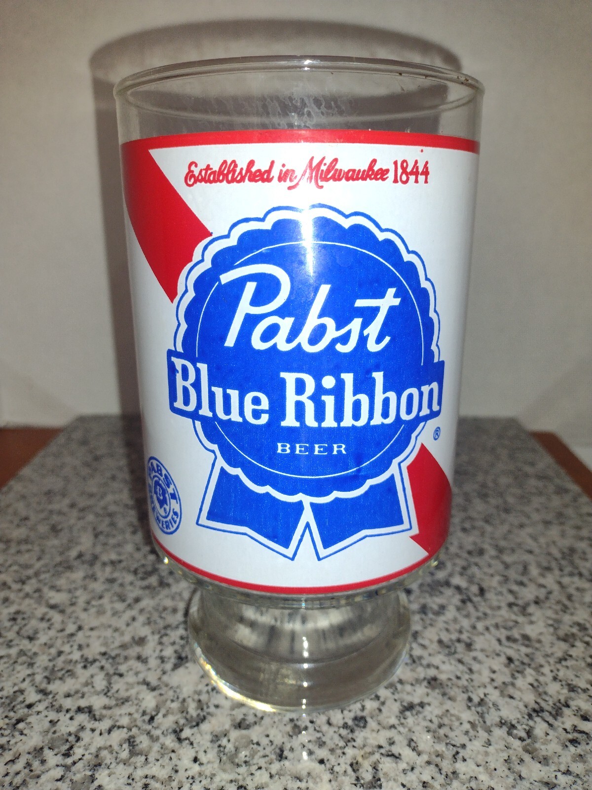 Pabst Blue Ribbon 12 Oz. Beer Glass Footed Base. 5 1/4” Tall. Vintage ...