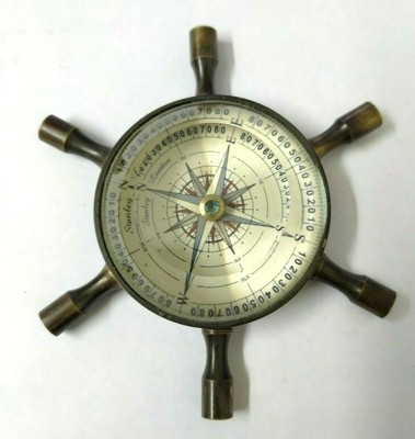 Antique Brass Ship Wheel Style Floating Dial Compass Desktop Item | eBay UK