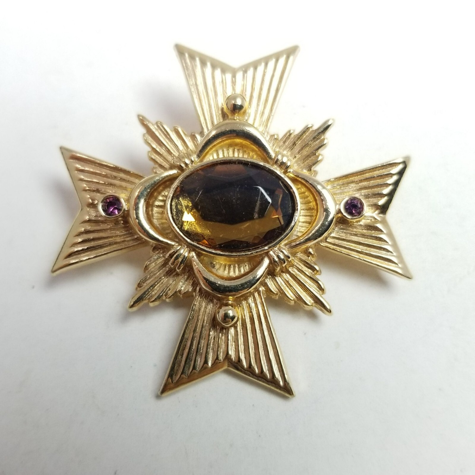 Vintage Avon Gold Tone Large Oval Rhinestone Maltese … - Gem