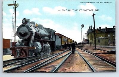 Postcard Wisconsin Portage Day Express No 5 on time Passenger Train | eBay