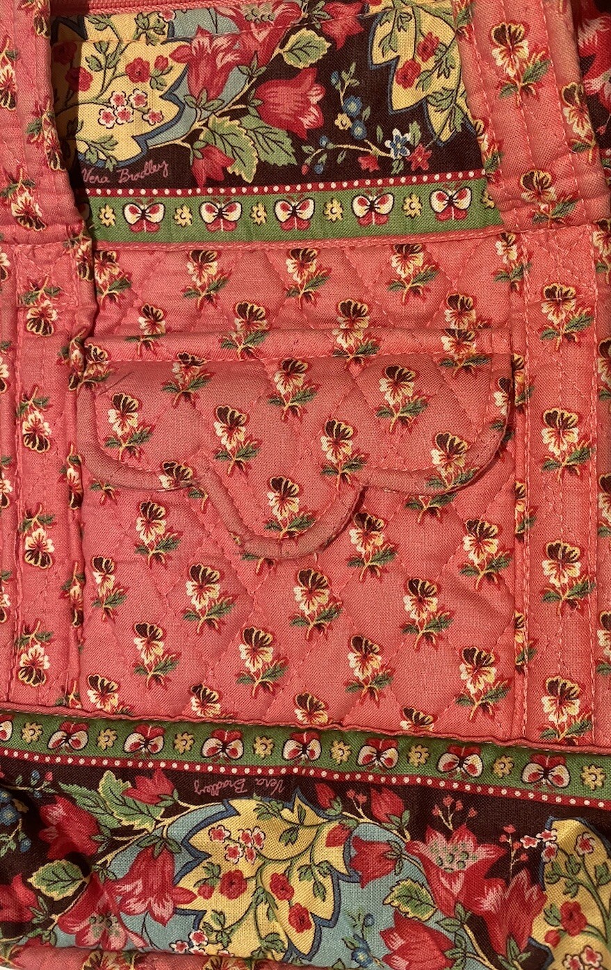 VERA BRADLEY Petite Villager Pink Pansy Flower Bucket Shoulder Bag ...