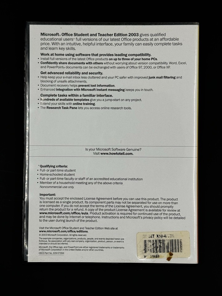 MICROSOFT OFFICE 2003 STUDENT & TEACHER WITH WORD EXCEL GENUINE WITH ...