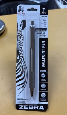 Zebra Pen F-701 Ballpoint Stainless Steel Retractable Fine Point 0.8mm ...