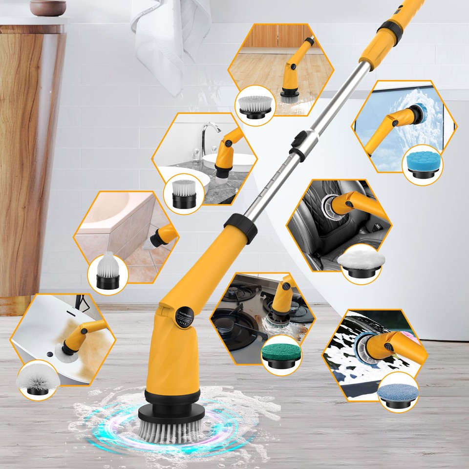Extendable Electric Spin Scrubber Cordless Powerful Cleaning Brush for ...