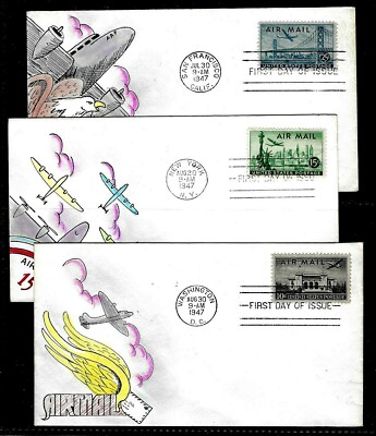 C34 - C36 Air Mail (1947) THE PROFOUND PAN AMERICAN FDC SET HD/HP BY ...