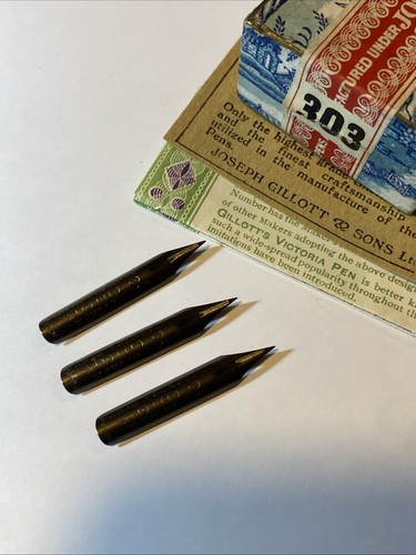 3 Vintage JOSEPH GILLOTT'S 303 Willow Extra Fine Flex DREAM POINT Dip ...