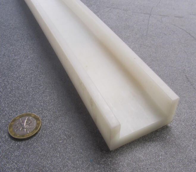 UHMW White U Channel 1/4" Wall Thickness x 2.00" Wide x 1.00" Height x ...