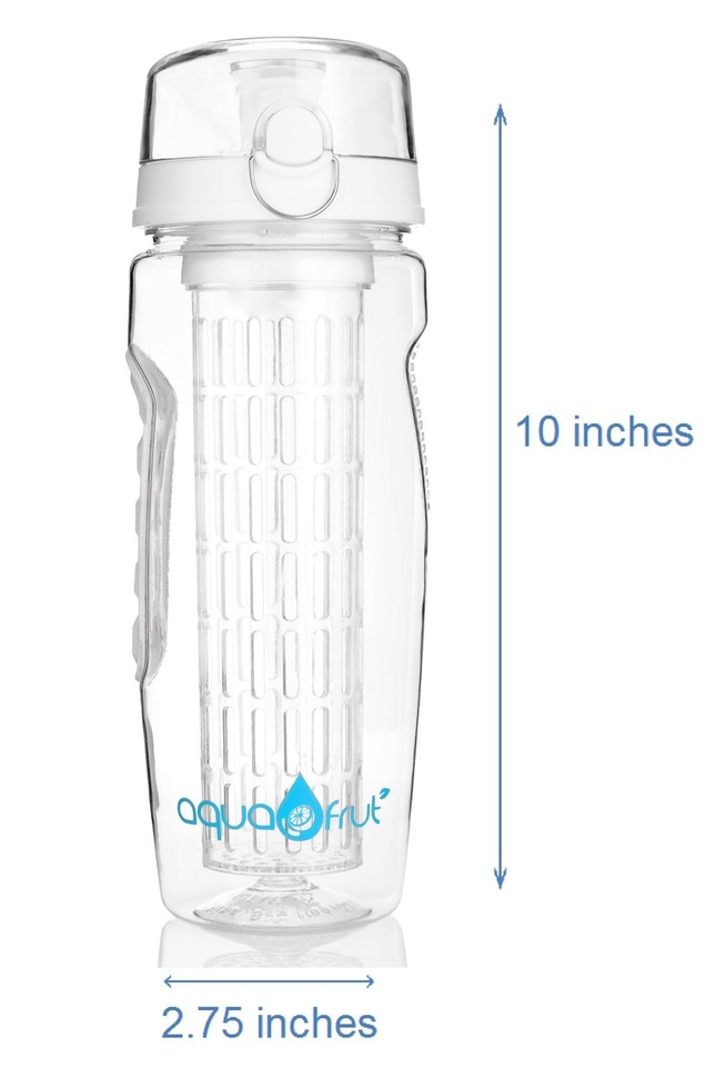 AquaFrut 32oz Fruit Infuser Water Bottle (White) with Bonus Brush! USA ...