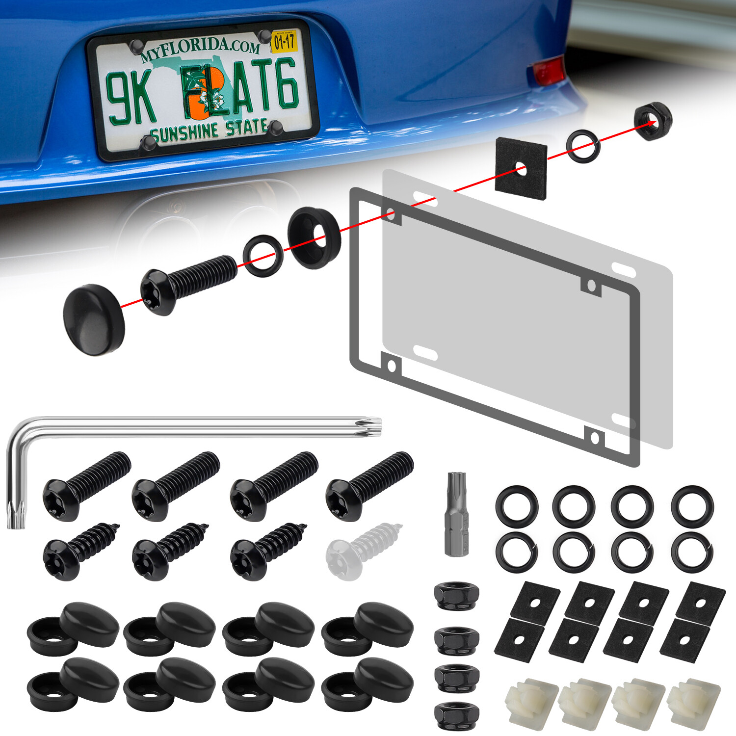 42X Anti Theft License Plate Screws Stainless Steel Bolts Caps Car ...