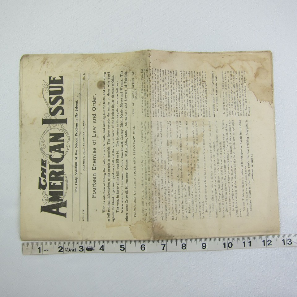 The American Issue Prohibition Newspaper Columbus Ohio Antique 1906 ...
