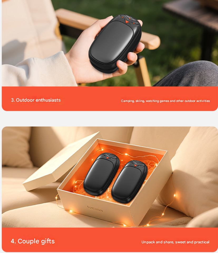 2-Pack Hand Warmers Rechargeable 6000mAh Portable Pocket Size 3 Heat ...