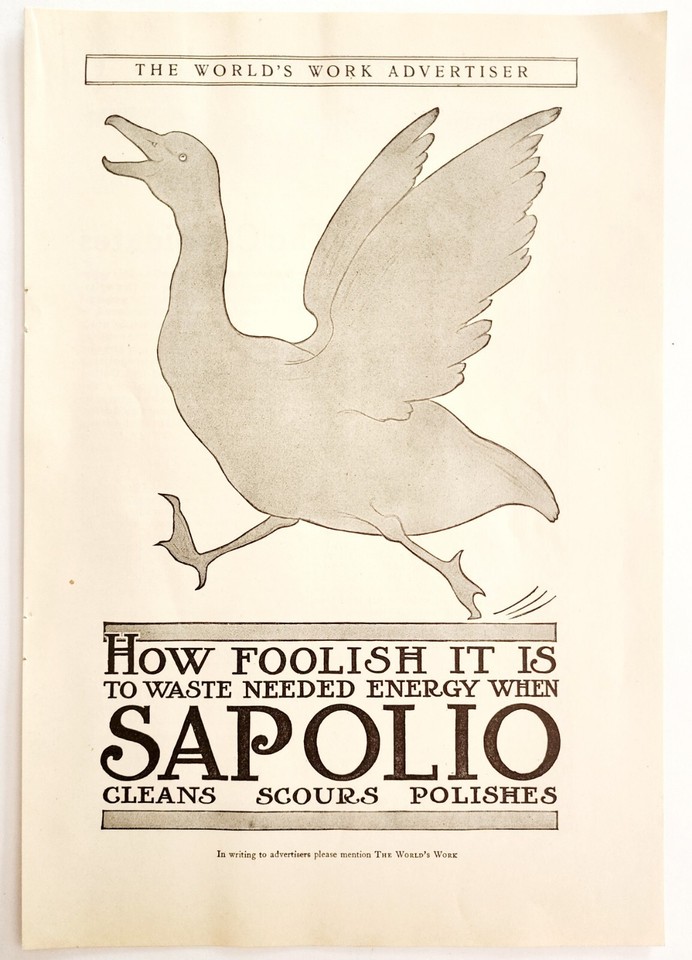 Sapolio House Detergent Soap Goose Logo 1908 Advertisement Cleaner ...