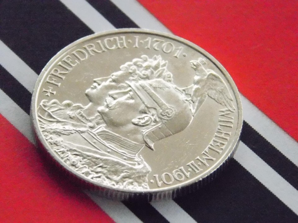 GERMAN 2 MARK 1901 A PRUSSIA Bicentennial WILHELM II. EMPIRE Silver ...