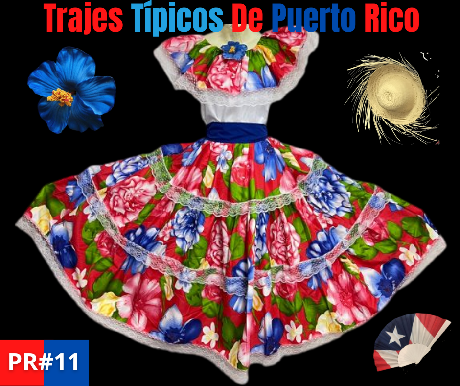 Puerto Rico Jíbara Dress 3PC Set – Amapola & Caribbean Floral Print. | eBay