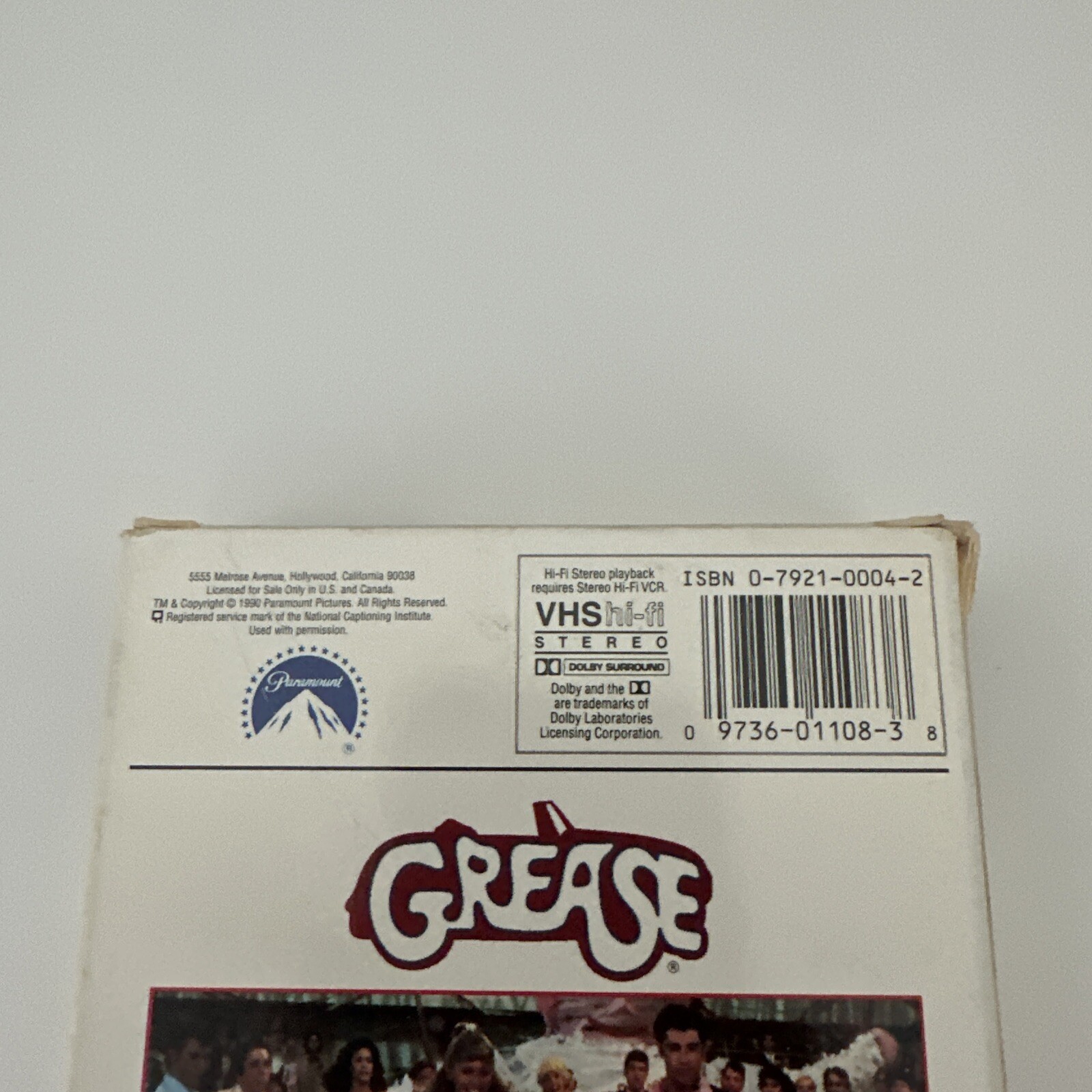 Grease VHS 1977 VCR Video Tape Movie John Travolta Olivia Newton-John ...