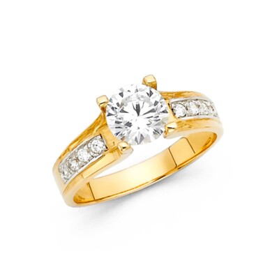 GOLD - 14K Yellow Gold Cubic Zirconia Engagement Ring | eBay
