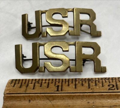 WWI USR OFFICERS UNIFORM COLLAR INSIGNIA US United States Army Reserve ...