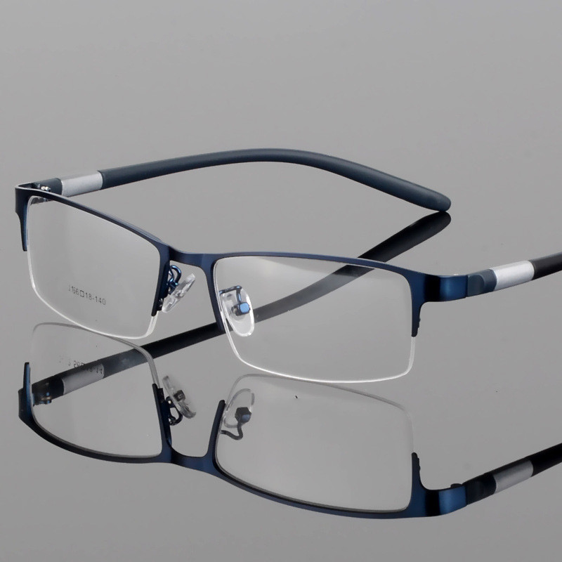 New Men's Metal Half Rimless Eyeglasses Frames Rectangular Eyewear ...