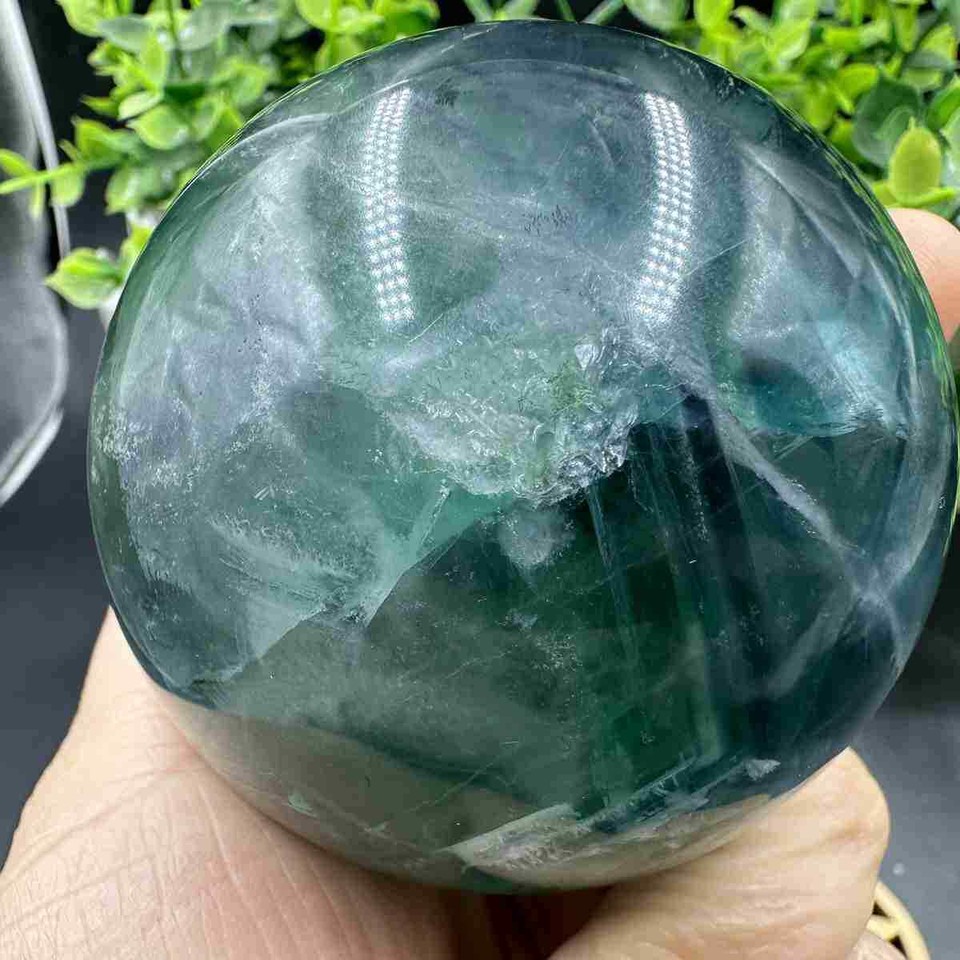 555g Natural Feather Fluorite Quartz Sphere Crystal Ball Reiki Healing ...