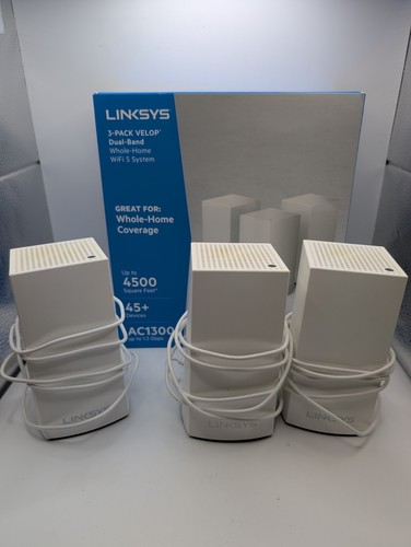 Lot of 3 Linksys Velop WHW01 Wireless Mesh WiFi Router Extenders TESTED ...