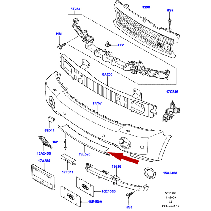 LAND ROVER RANGE ROVER L322 2006-09 FRONT LOWER BUMPER DEFLECTOR OEM ...