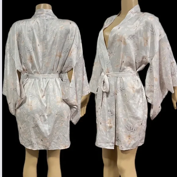 Victorias Secret Smooth Silky Satin Kimono Robe 3/4 Sleeve XSmall ...