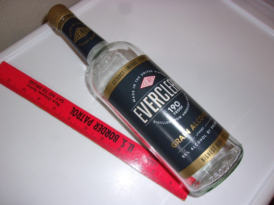 2 EVERCLEAR 190 PROOF liquor bottles empty 95% alcohol USA 750 ml ...