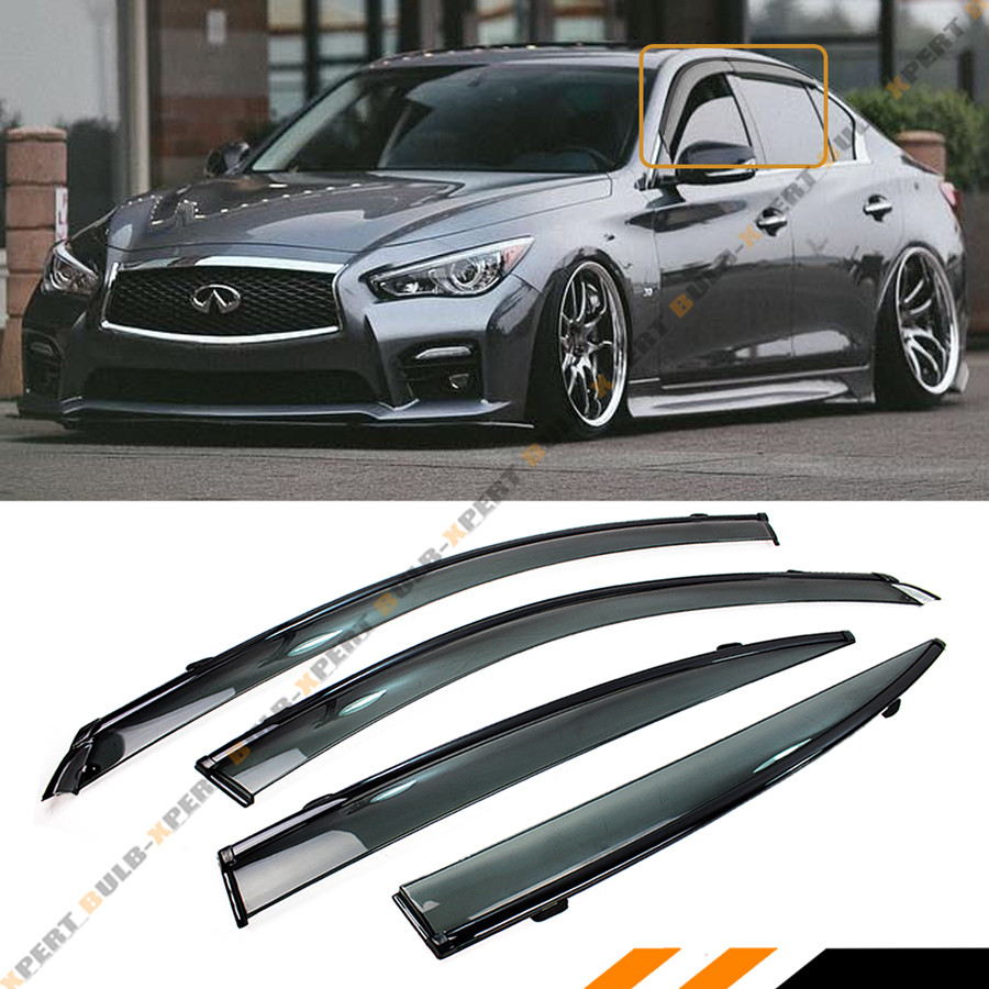 FOR 2014-2024 INFINITI Q50 S VIP CLIP-ON SMOKE TINTED WINDOW VISOR W ...