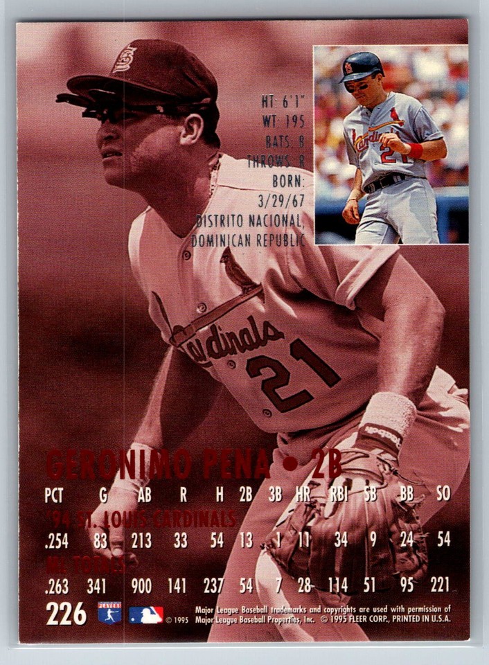 1995 Fleer Ultra Geronimo Pena Gold Medallion Parallel St. Louis ...